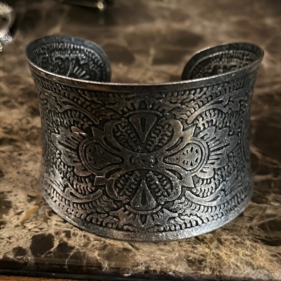 Jewelry | Antiqued Silver Tone Interesting Cuff Not Sterling But Very ...